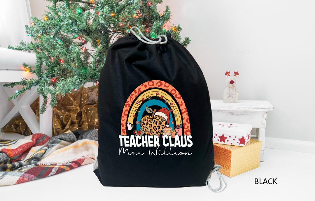 Custom Christmas Teacher Santa Sack, Personalized Xmas Teacher Gift ...