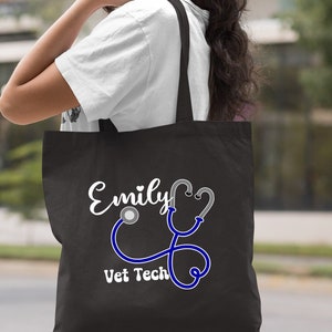 Personalized Vet Tech Stethoscope Tote Bag, Custom Veterinarian Gift ...