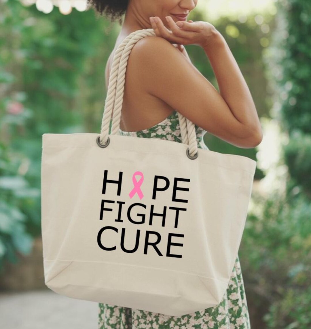 Cancer Awareness Tote Bag, Breast Cancer fighter bag, Fight Hope Cure ...
