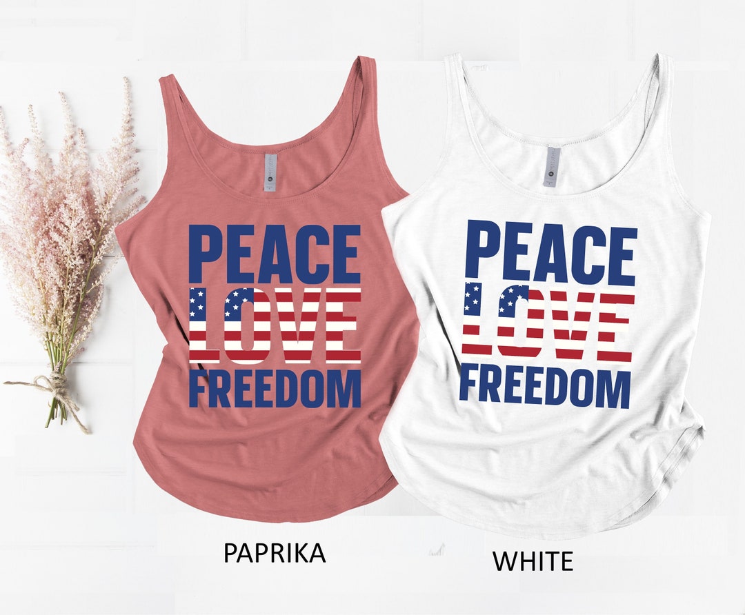Peace Love Freedom Tanks Fourth of July Tank Top Patriotic - Etsy