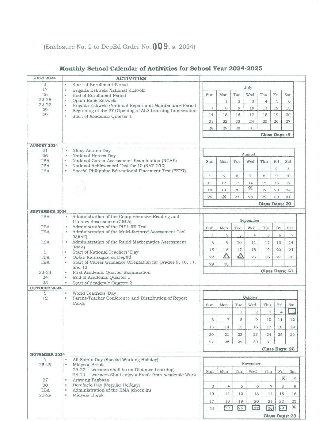 Deped School Calendar Sy 2024 To 2025 Pdf Download