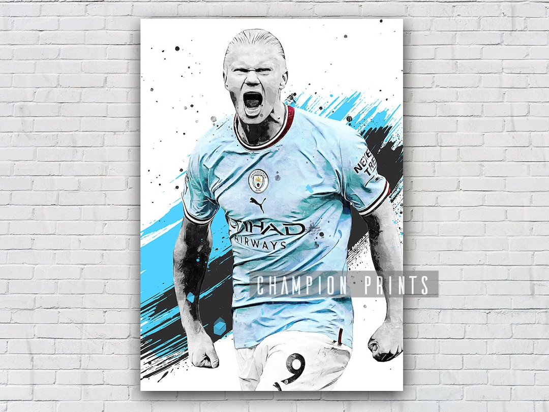 Erling Haaland Poster, Football Canvas Print, Kids Gift, Gym, Man Cave ...
