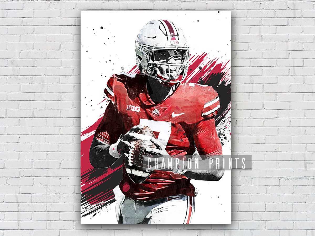 CJ Stroud Poster, Ohio State Buckeyes Prints, Kids Gift, Gym, Man Cave ...
