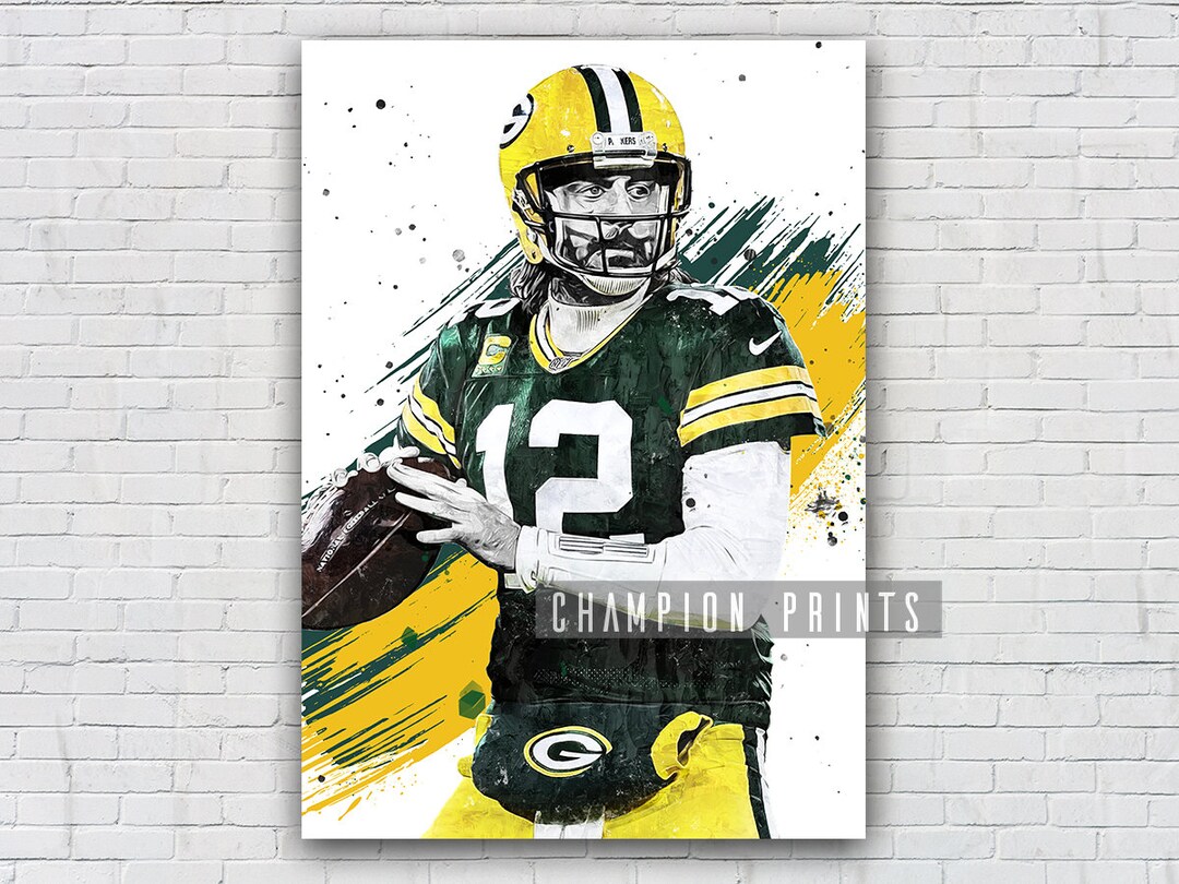 Aaron Rodgers Poster, American Football Print, Kids Gifts, Gym, Man ...