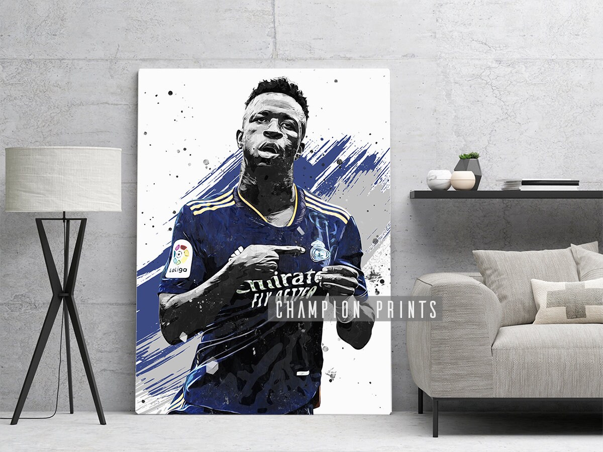 Vinicius Junior Poster, Football Canvas Print, Kids Gift, Gym, Man Cave ...