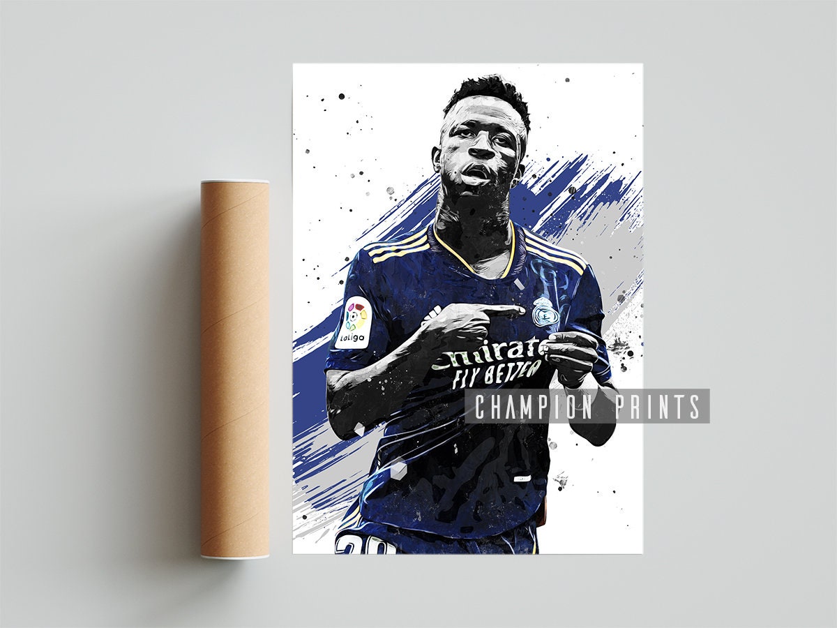 Vinicius Junior Poster, Football Canvas Print, Kids Gift, Gym, Man Cave ...