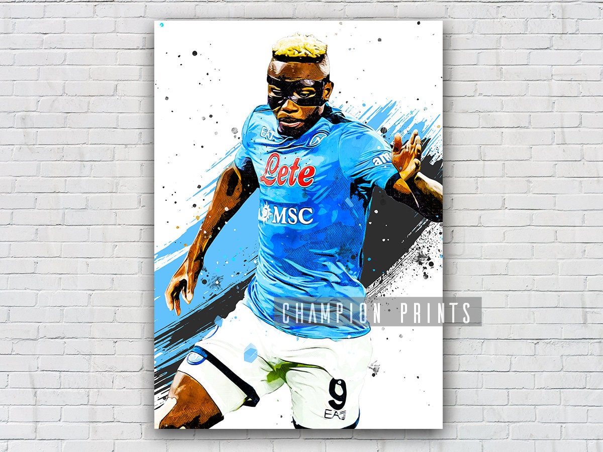 Victor Osimhen Poster, Napoli Print, Football Canvas, Kids Gift, Gym ...