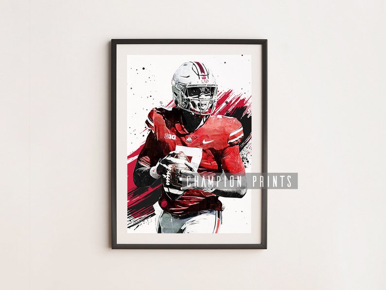 CJ Stroud Poster, Ohio State Buckeyes Prints, Kids Gift, Gym, Man Cave ...