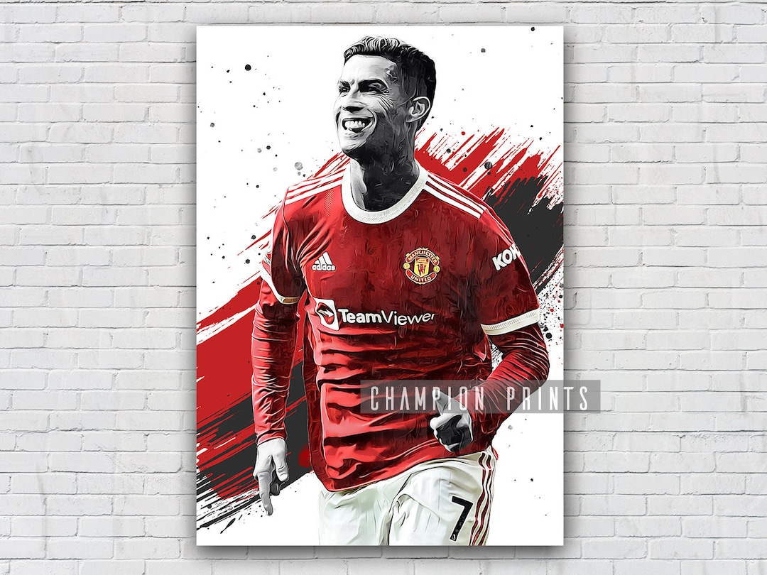Cristiano Ronaldo Poster, Football Canvas Print, Kids Gift, Gym, Man ...