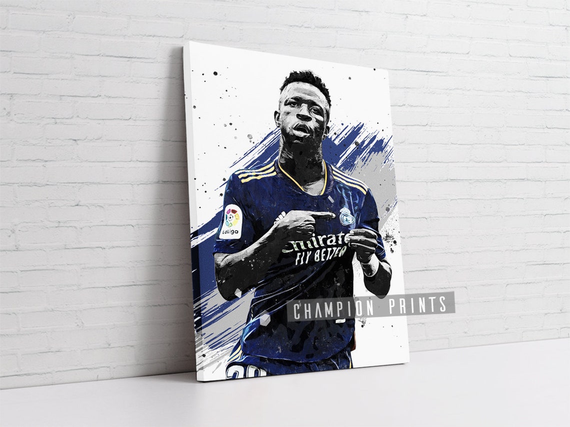 Vinicius Junior Poster, Football Canvas Print, Kids Gift, Gym, Man Cave ...