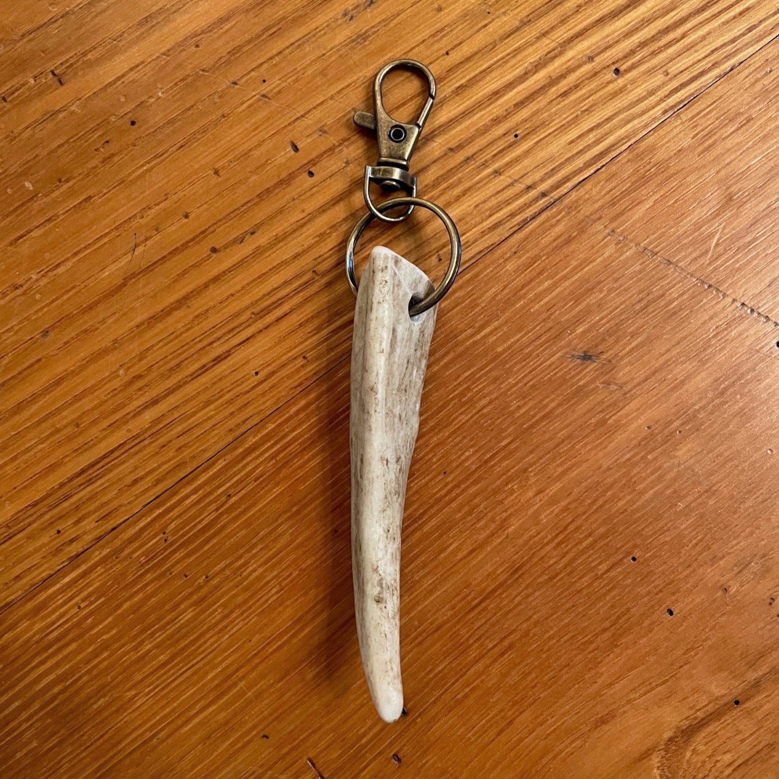 Handcrafted Deer Antler Keychain Antique Bronze Ring With - Etsy