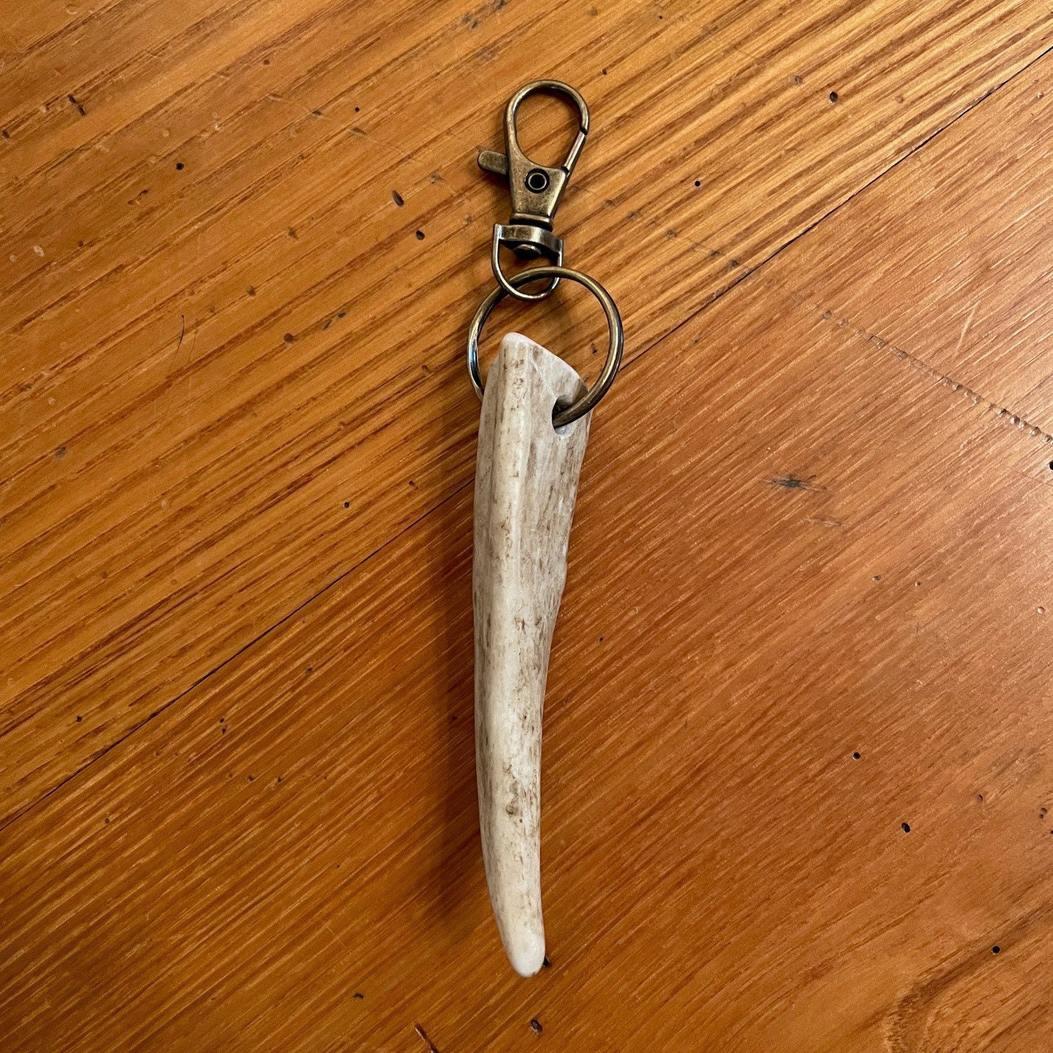 Handcrafted Deer Antler Keychain Antique Bronze Ring With - Etsy