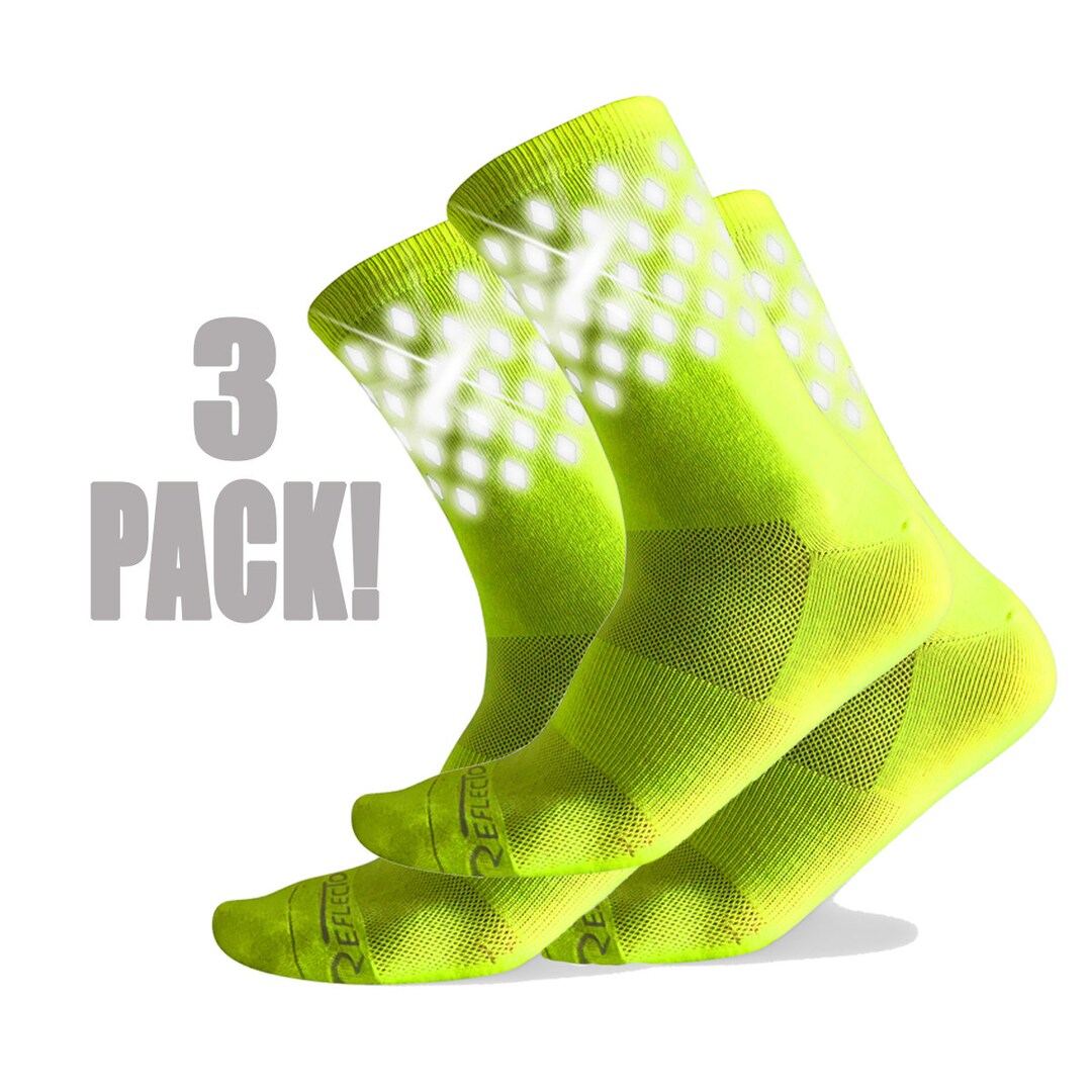 3 Pack Dayglo Neon Reflective Running Socks for Men and Women | Socks ...