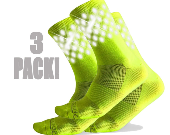 3 Pack Dayglo Neon Reflective Running Socks for Men and Women | Socks ...