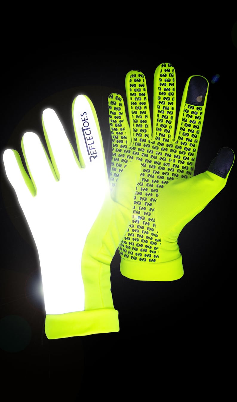 Reflective Running Gloves - Touchscreen - Lightweight Hi Vis Winter ...