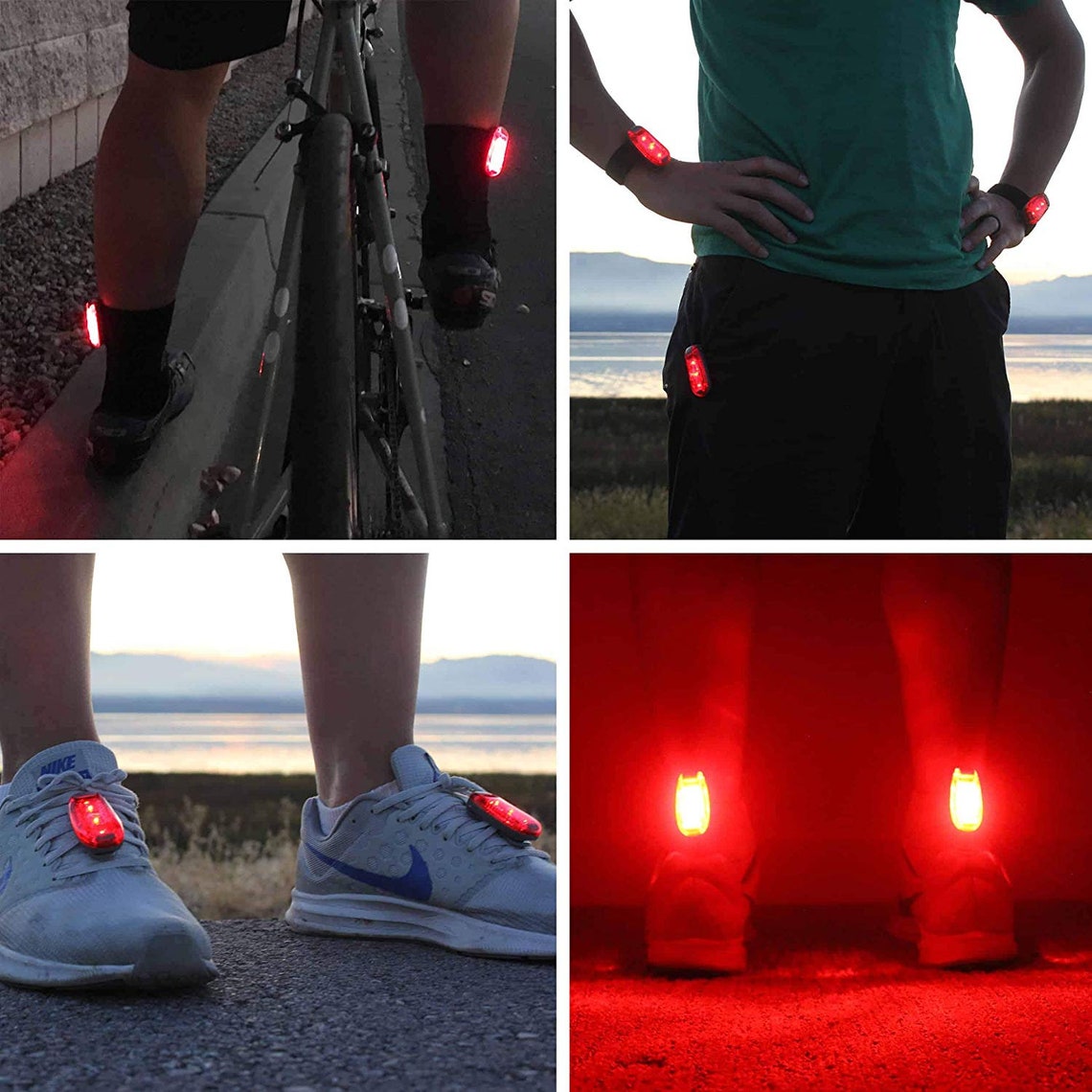 LED Clip-on Safety Lights for Runners and Cyclists, Flashing Red Night ...