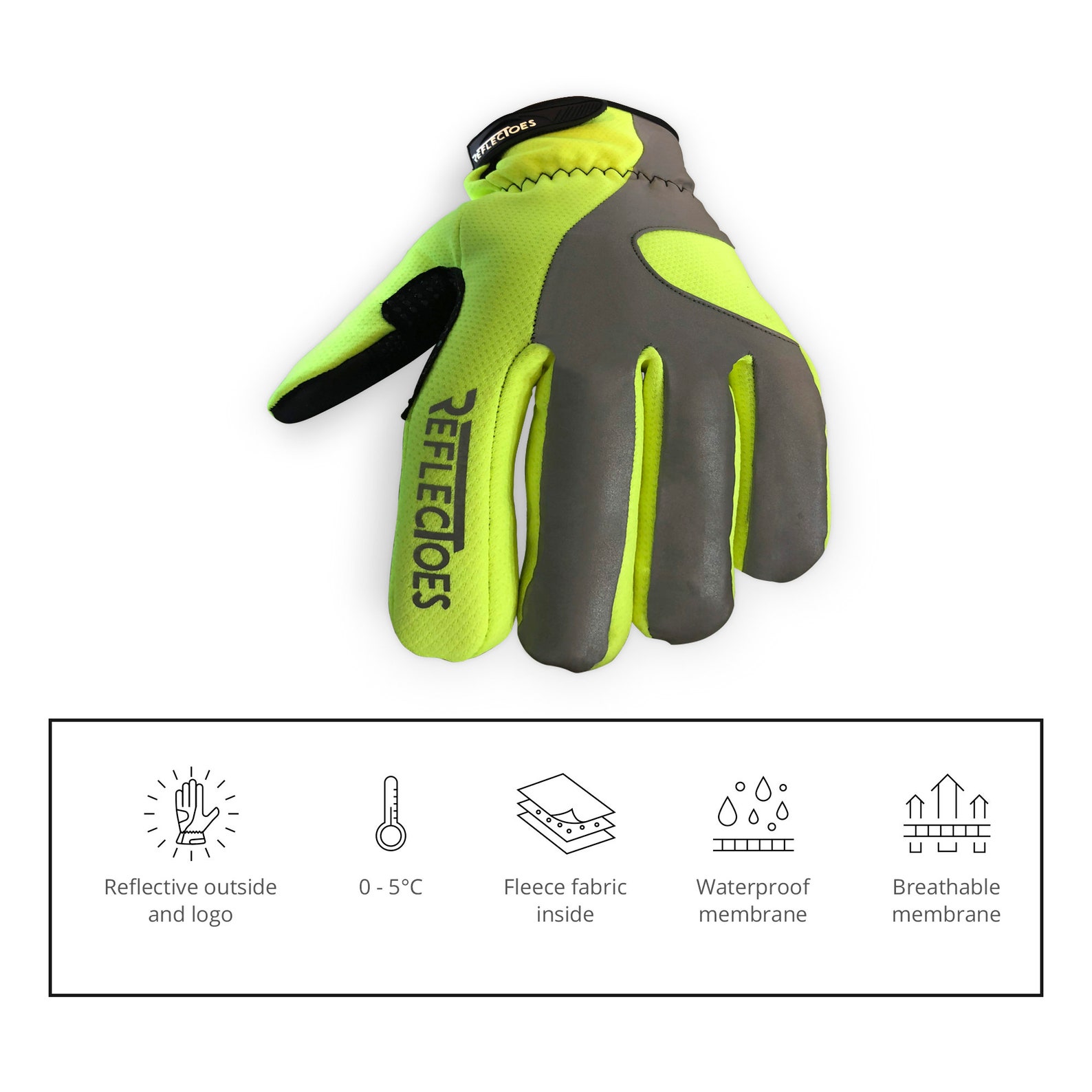 Fluorescent Reflective Winter Gloves - High Viz for Cycling, Running ...