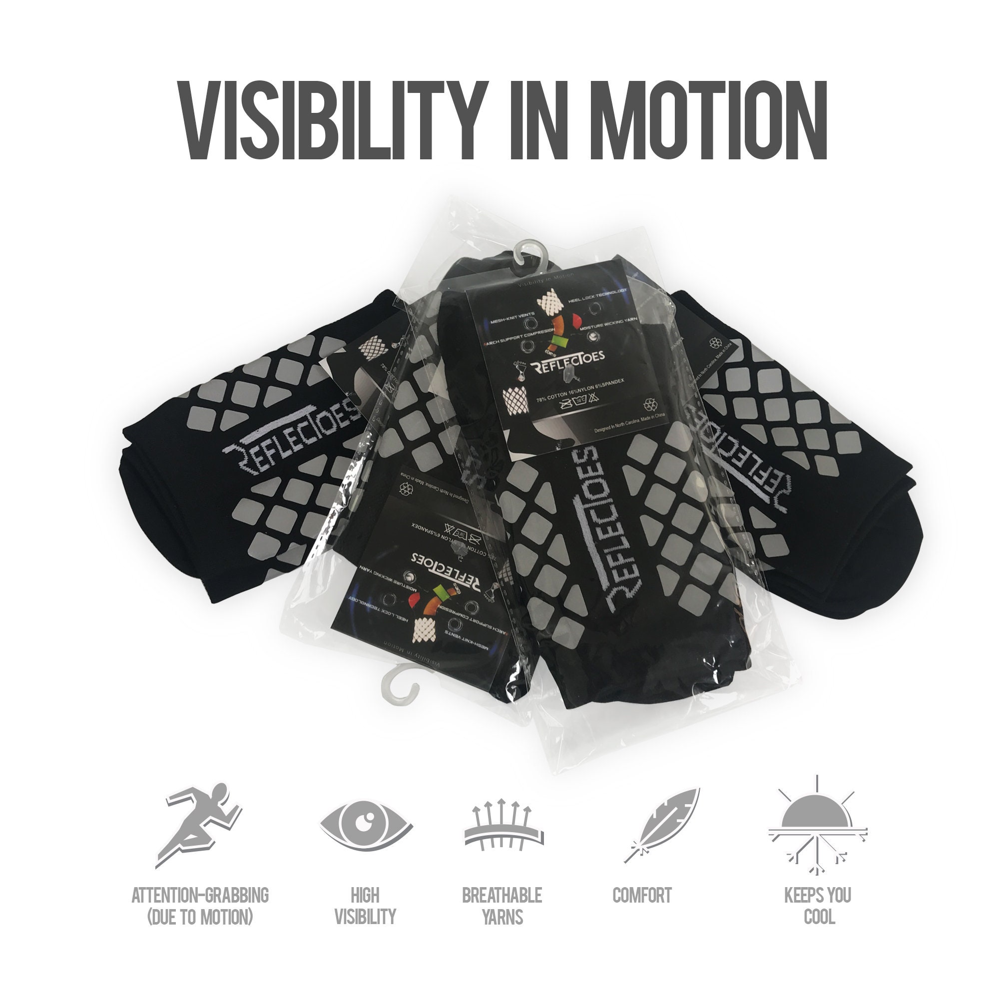 3-pack THICK Reflective Running Socks for Men and Women Athletic Socks ...