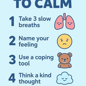 Calm Down Steps Poster for Kids: Emotional Regulation, Mindfulness (PDF Download) - Etsy