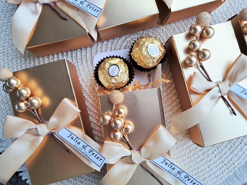 Gold Wedding Favors Custom Boxes Luxury Guest Gift - Etsy