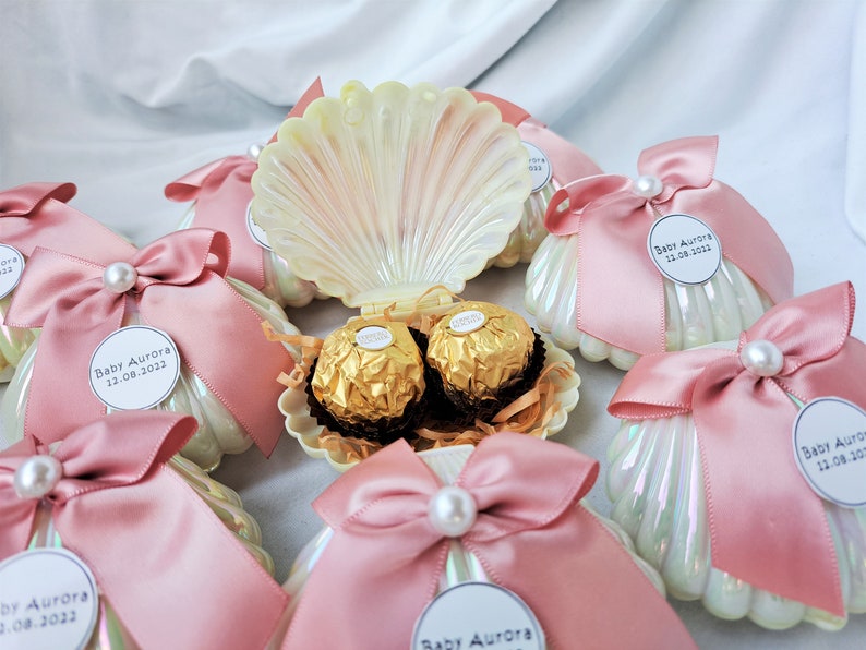 Baby Shower Guest Favors - Baby Girl First Birthday - Pink Shell Candy ...