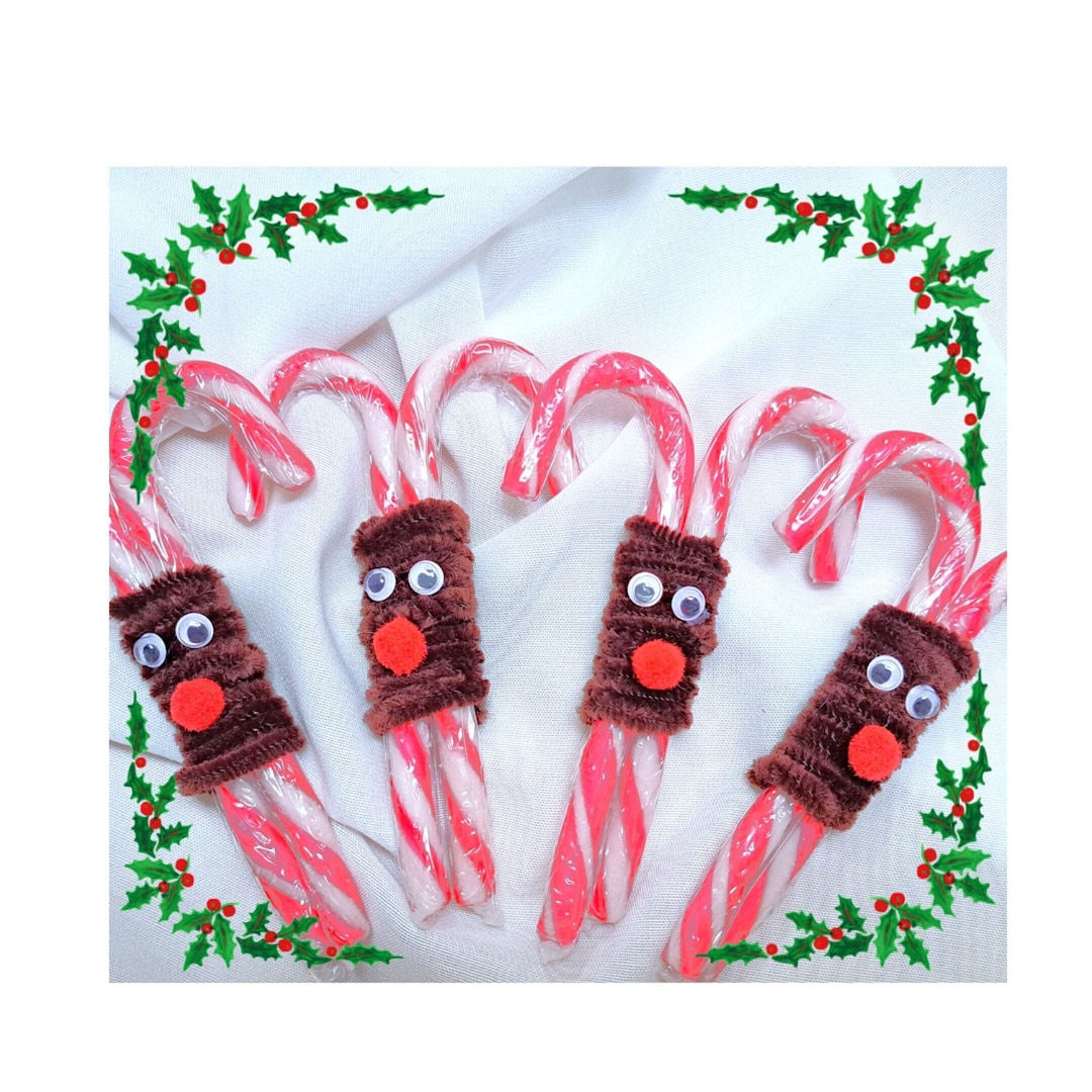 Christmas Candy Cane Reindeer Snacks for Kids, Santa Xmas Stocking ...