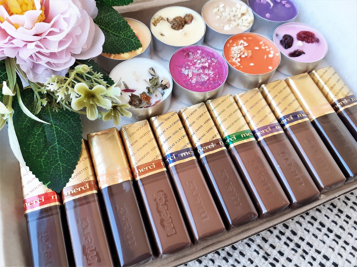 Merci Chocolate Gift Box, Handmade Scented Candles, Sweet Personalized ...