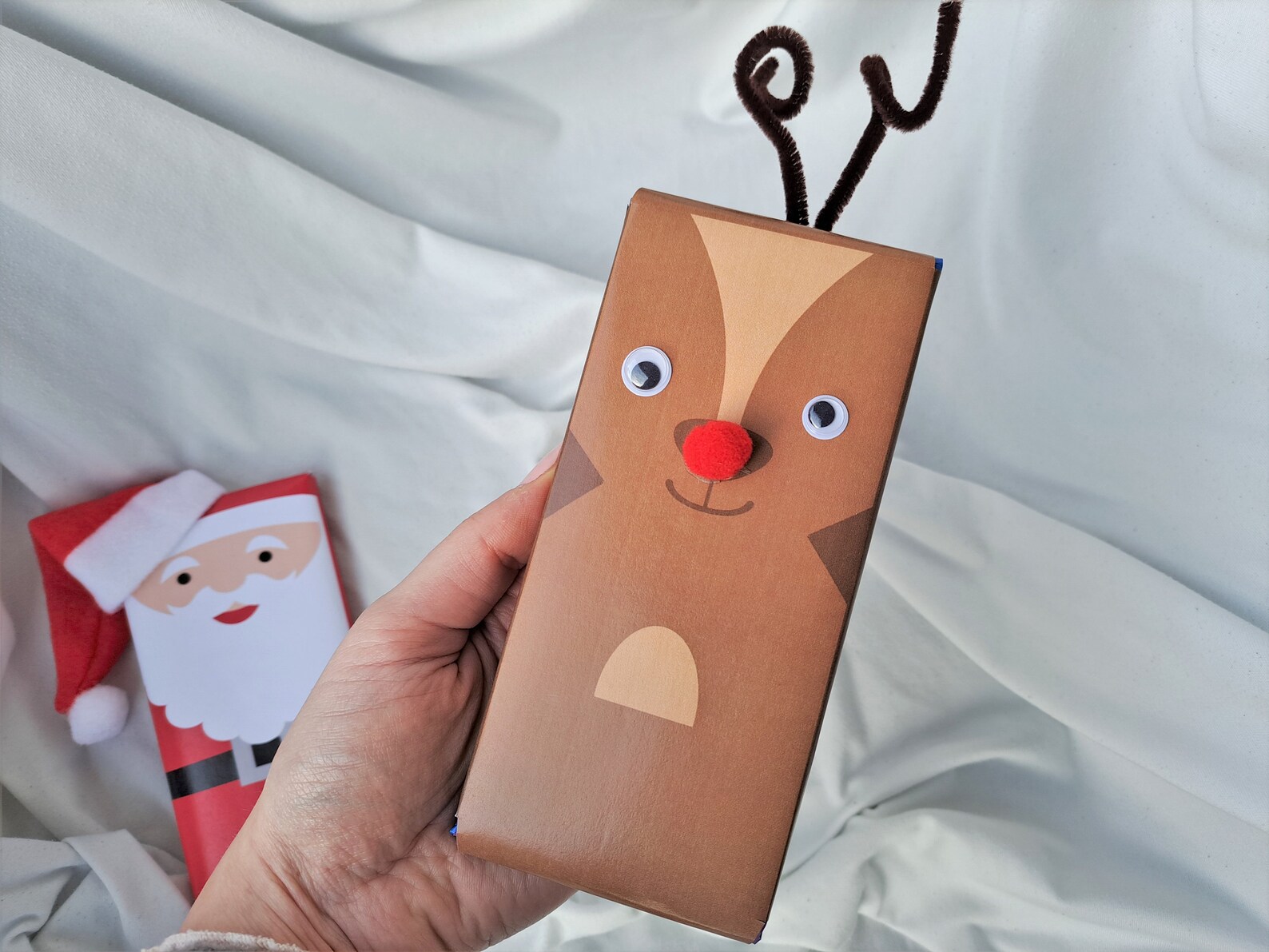 Christmas Chocolate Bar Wrappers - Santa Claus Reindeer Candy Gift for ...