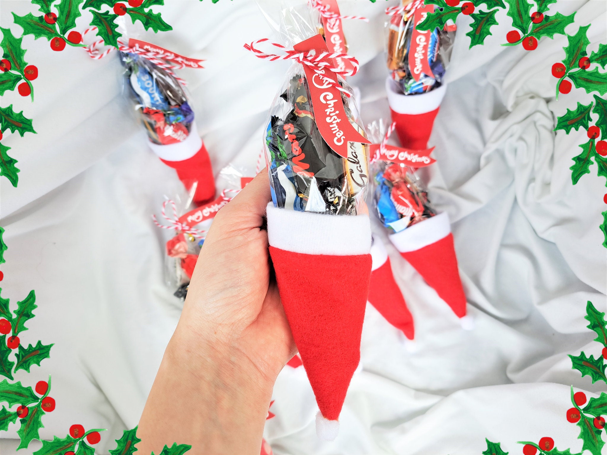 Christmas Cone Stockings Filled With Candy -chocolate Snacks Stocking ...