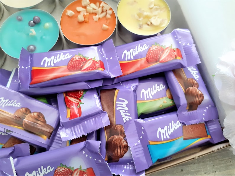 Mini Milka Chocolate Gift Box With Scented Candles - Etsy