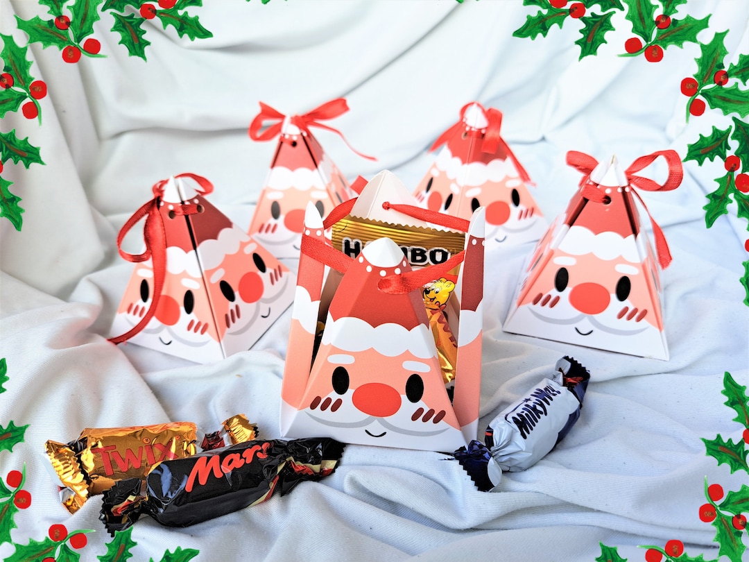 2x Filled Christmas Candy Gift Boxes Santa Claus Cones Filled W ...