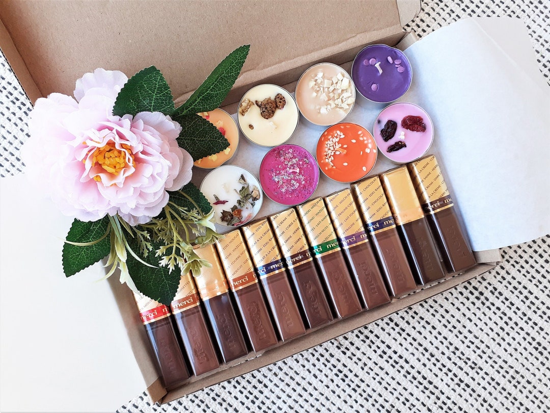 Merci Chocolate Gift Box, Handmade Scented Candles, Sweet Personalized ...