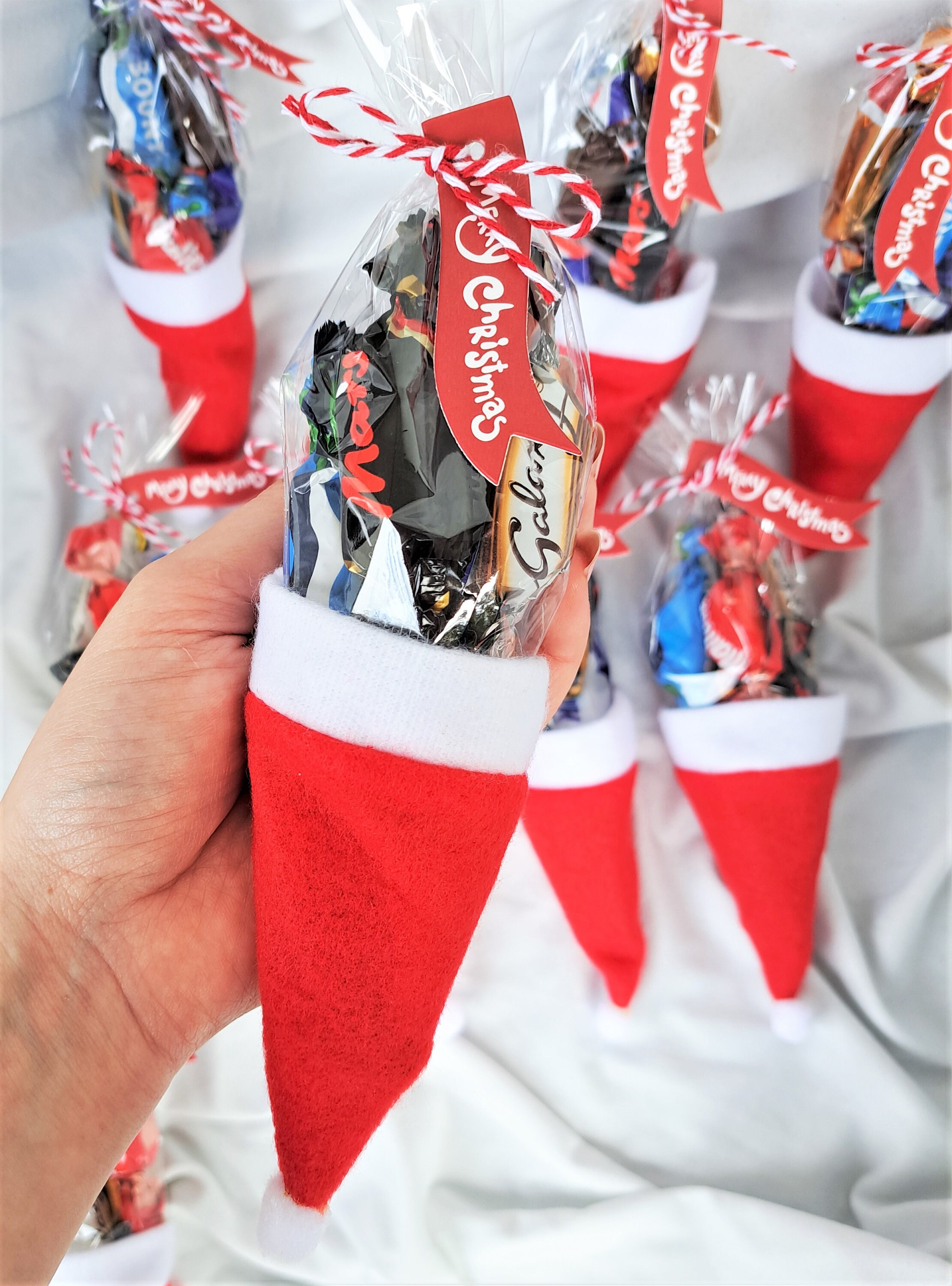 Christmas Cone Stockings Filled With Candy -chocolate Snacks Stocking ...