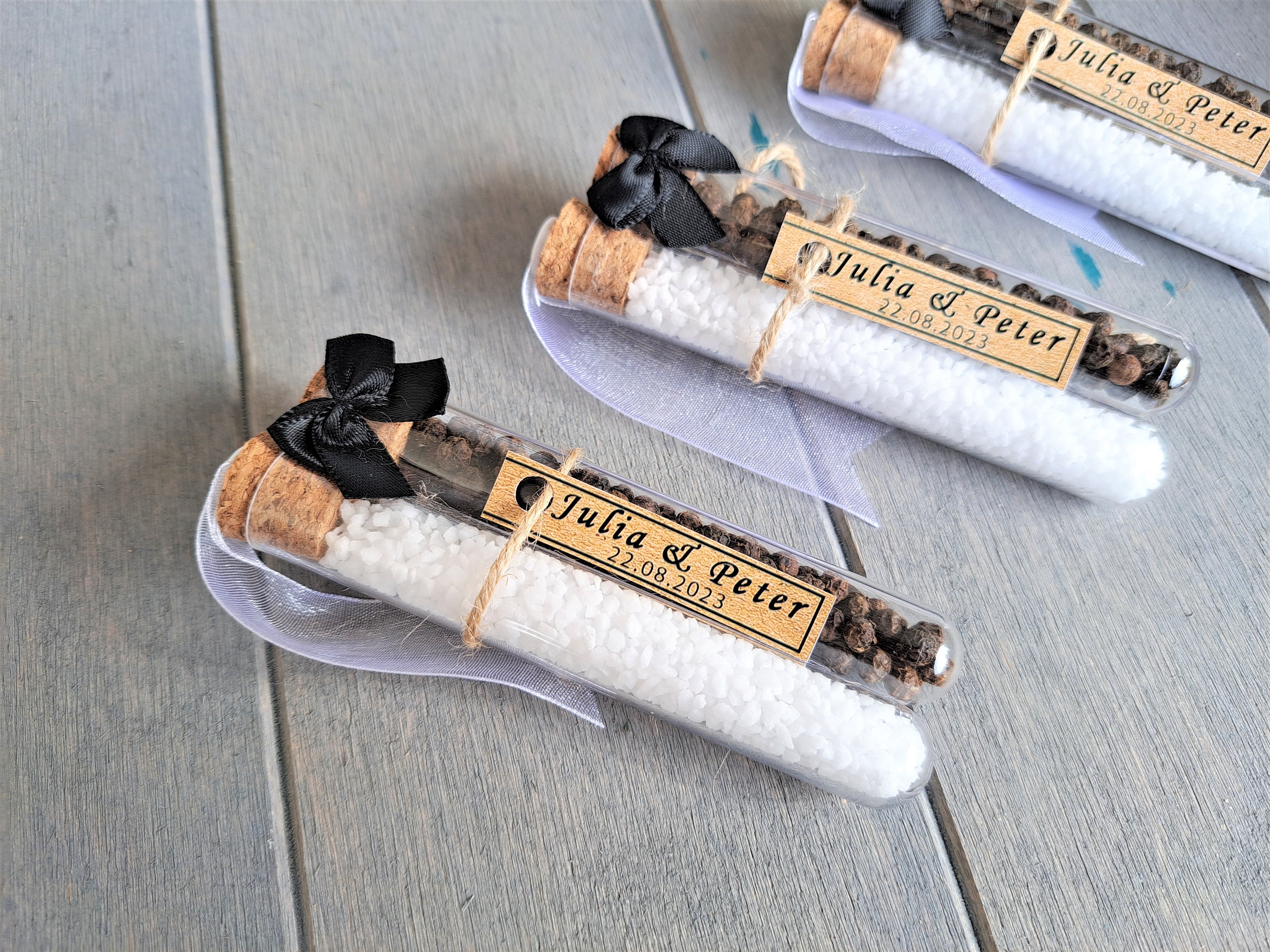 5x Salt and Pepper Wedding Favors , Bride and Groom Test Tubes Party ...