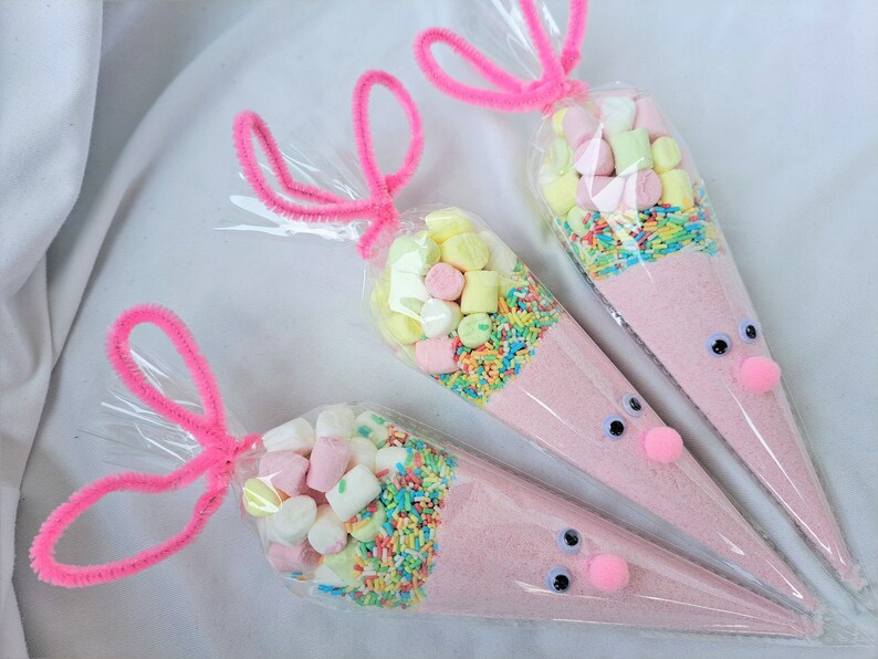 Easter Sweet Cone Bags DIY Hot Chocolate Pink Bunny Candy - Etsy