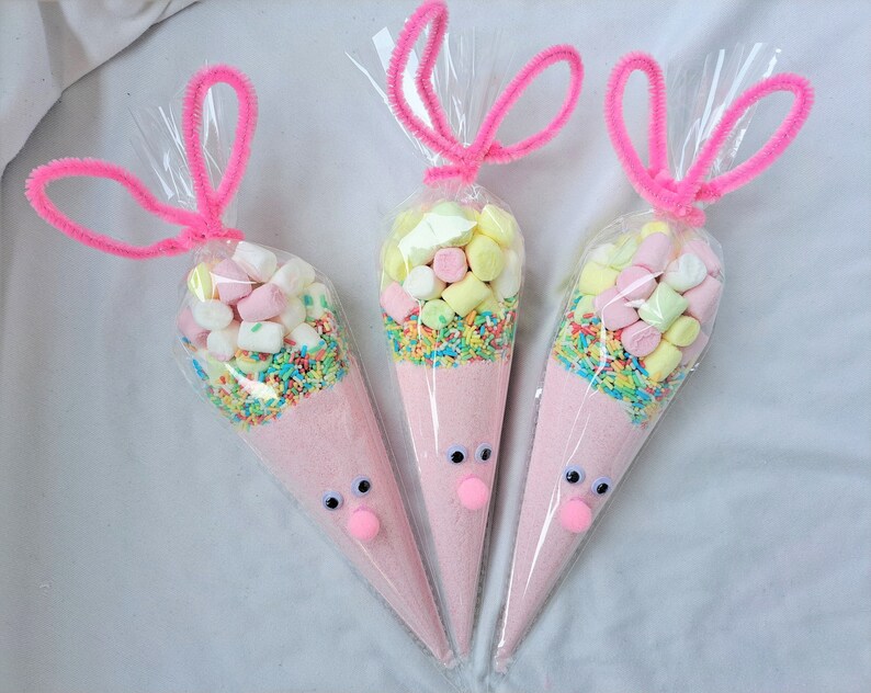 Easter Sweet Cone Bags DIY Hot Chocolate Pink Bunny Candy - Etsy