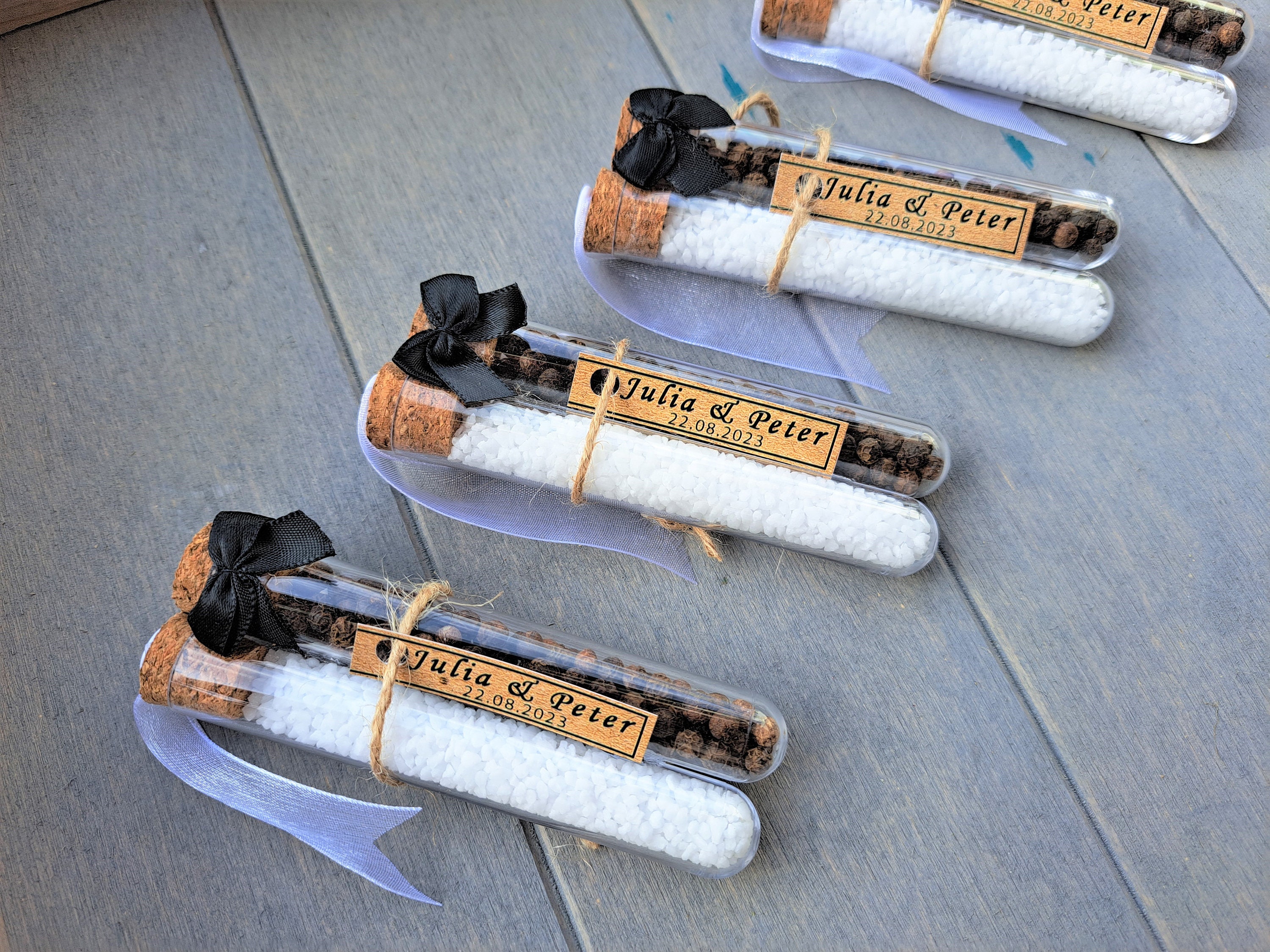 5x Salt and Pepper Wedding Favors , Bride and Groom Test Tubes Party ...