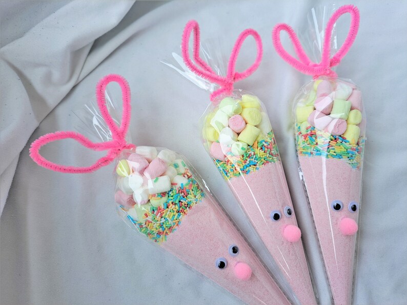 Easter Sweet Cone Bags DIY Hot Chocolate Pink Bunny Candy - Etsy
