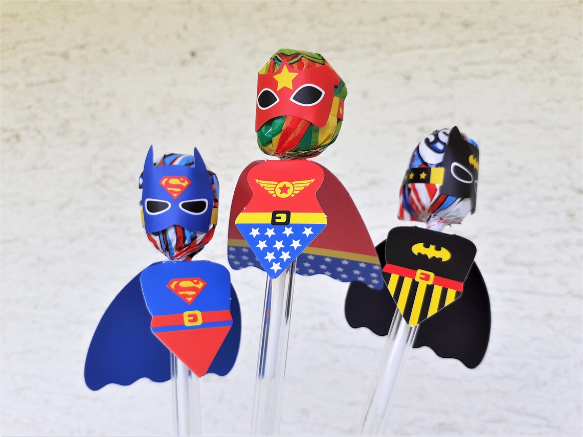 Superhero Theme Birthday Party Lollipops - Boy Party Candy Favors ...