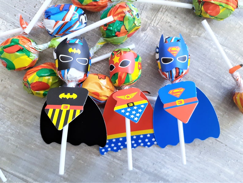 Superhero Theme Birthday Party Lollipops - Boy Party Candy Favors ...