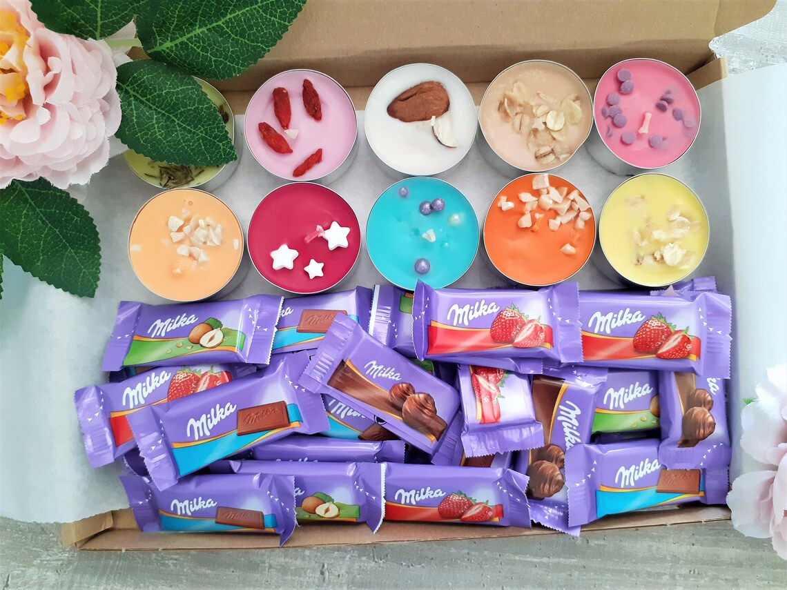 Mini Milka Chocolate Gift Box With Scented Candles - Etsy