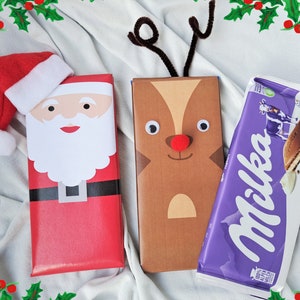 Christmas Chocolate Bar Wrappers - Santa Claus Reindeer Candy Gift for ...