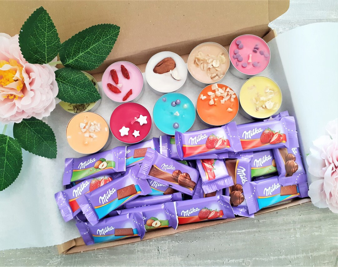 Mini Milka Chocolate Gift Box With Scented Candles, Mother's Day Easter ...