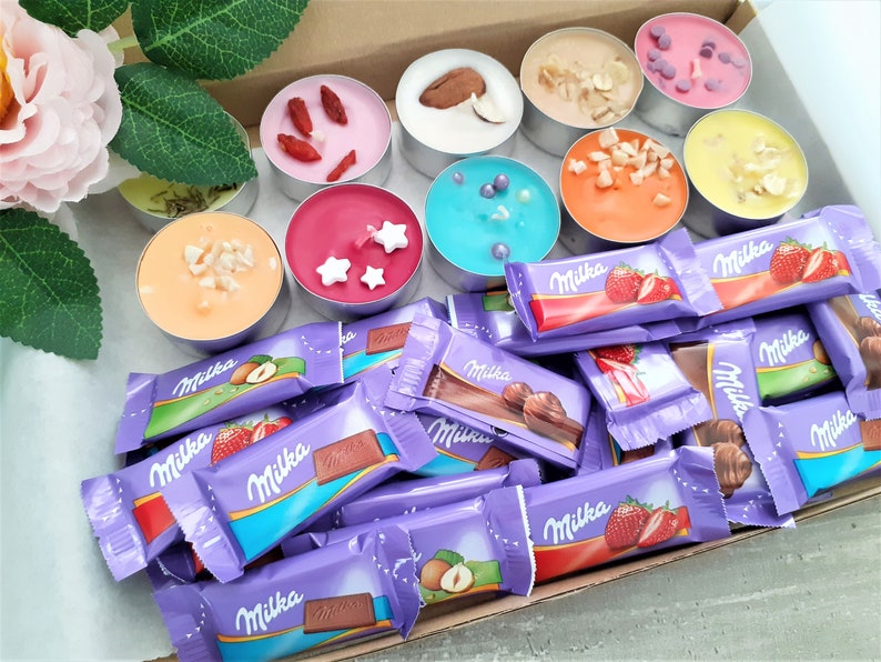 Mini Milka Chocolate Gift Box With Scented Candles - Etsy