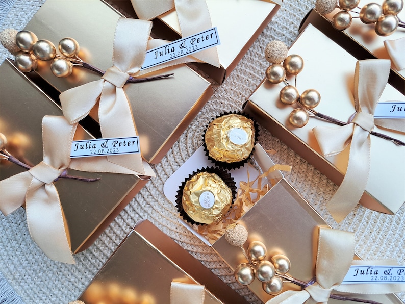Gold Wedding Favors Custom Boxes Luxury Guest Gift - Etsy