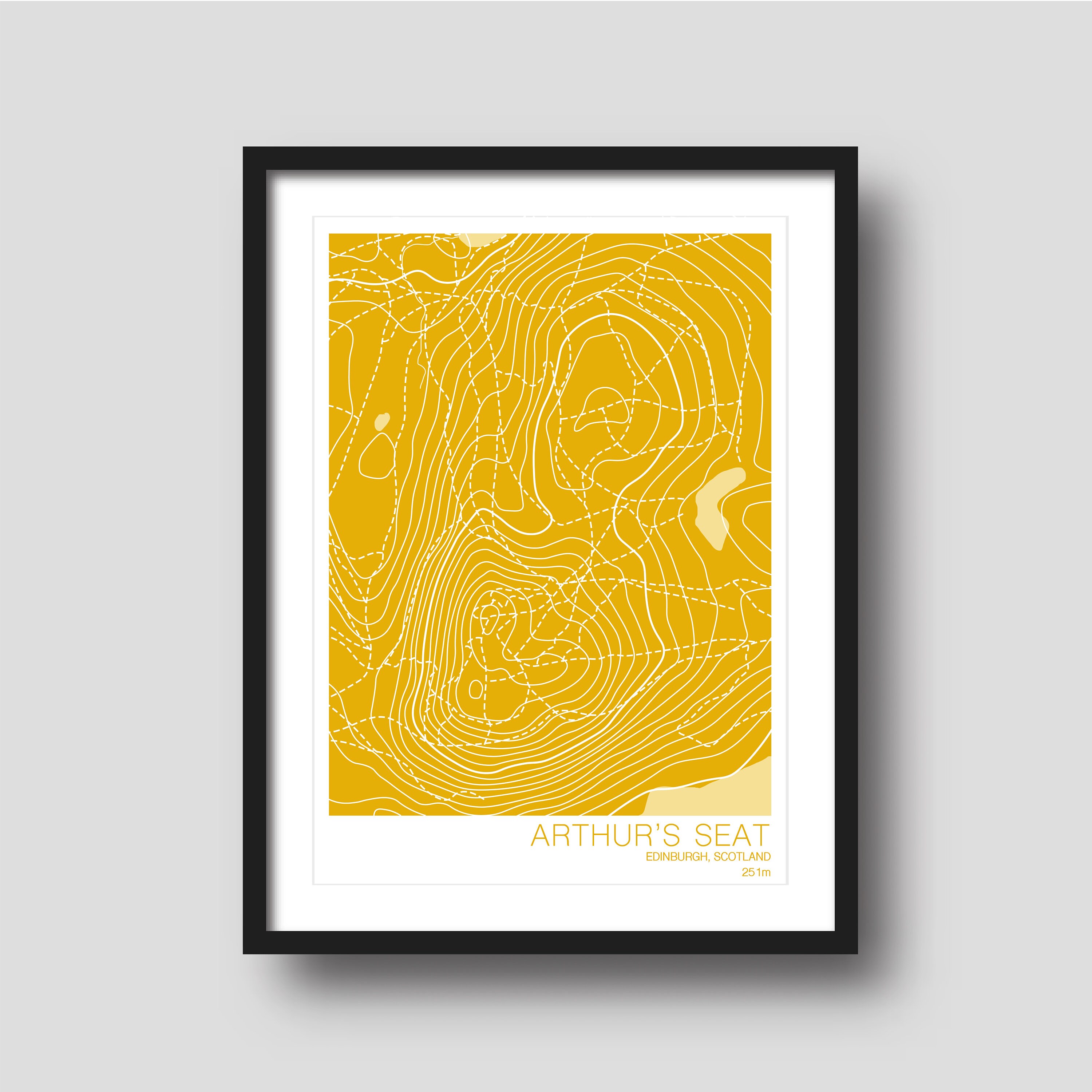 Arthur's Seat Topography Print Contour Map Mountain Map Art A4, A3 - Etsy