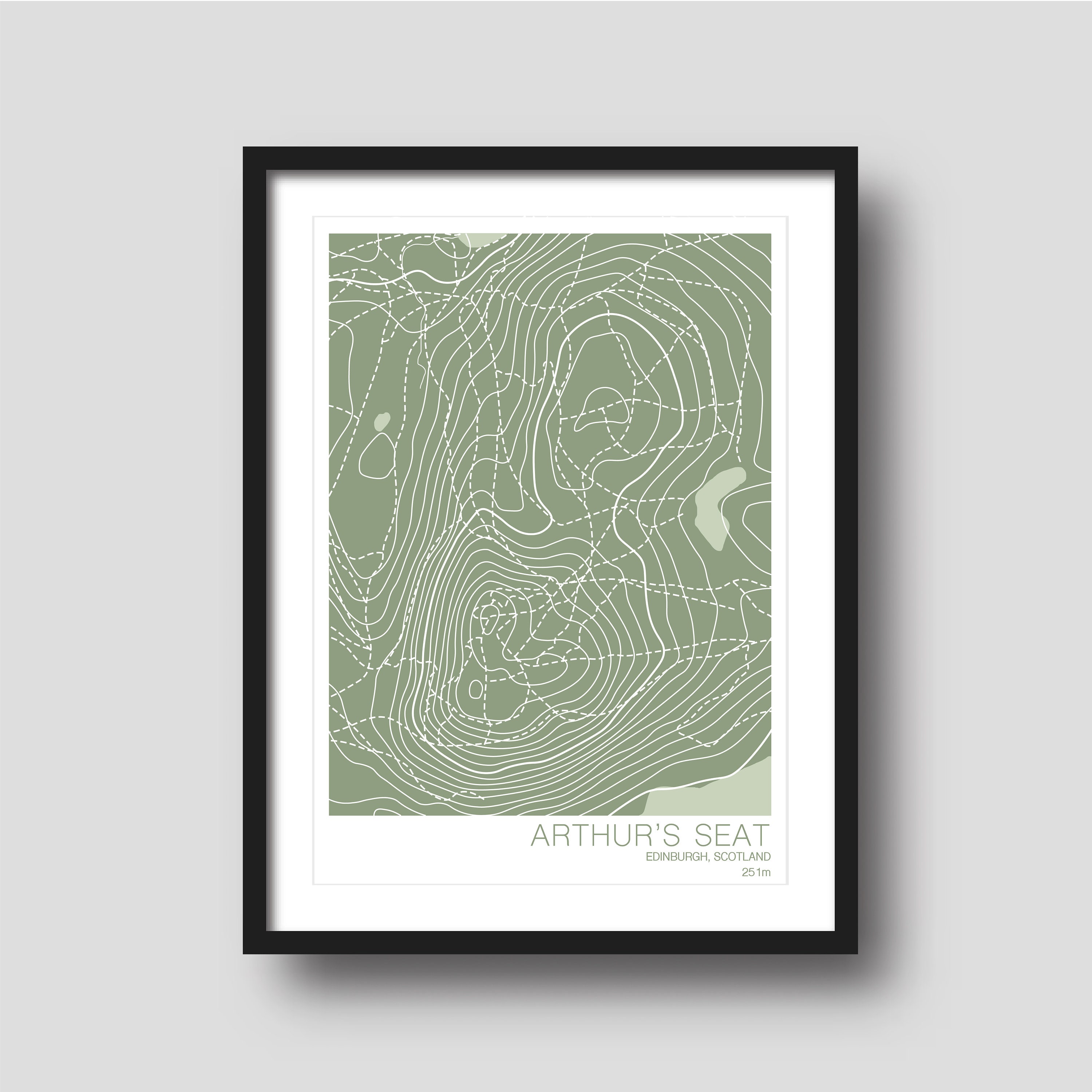 Arthur's Seat Topography Print Contour Map Mountain Map Art A4, A3 - Etsy