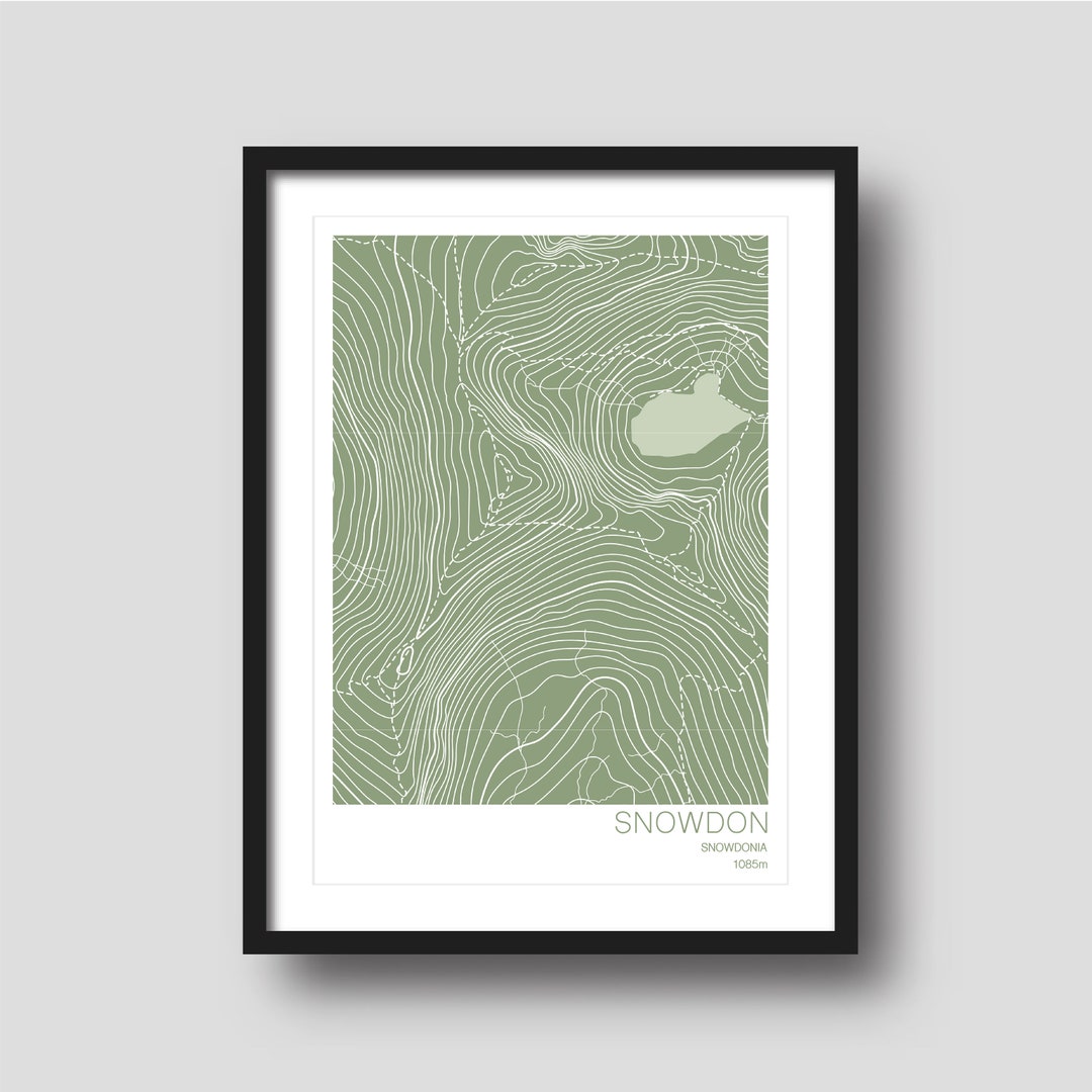 Snowdon Mountain Print Contour Map Mountain Map Art A4 - Etsy