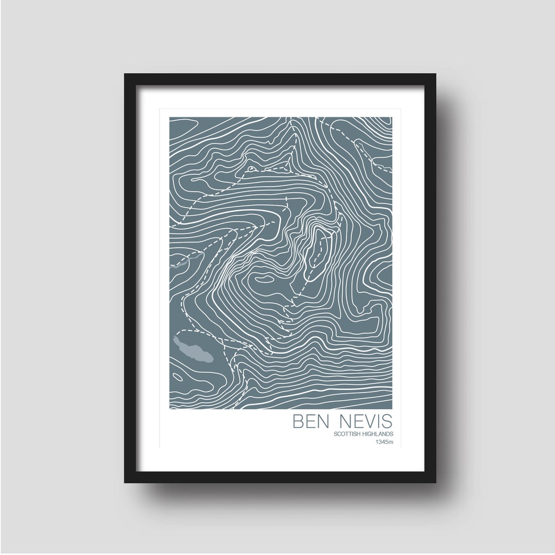 Ben Nevis Mountain Print Contour Map Mountain Map Art - Etsy