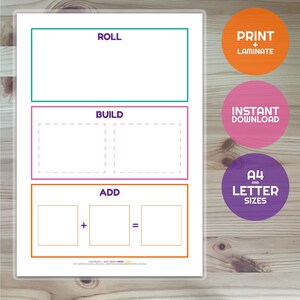 Roll Build Add Subtract Dice Game Problem Solving Worksheet Preschool ...